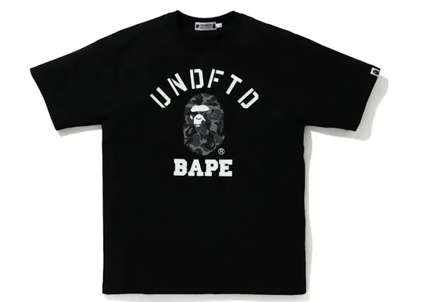 A BATHING APE X Undefeated College Tee Shirt - Black