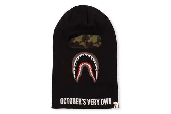 A BATHING APE X Ovo Woodland Camo Shark Reversible Balaclava - Black