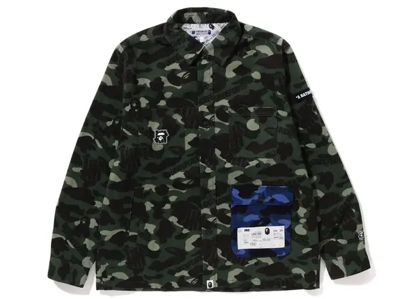 A BATHING APE X Undefeated Camo Flannel Jacket - Green Blue