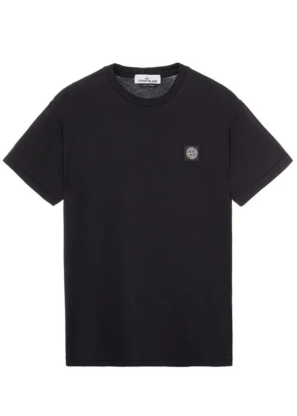 Stone Island 24113 60/2 Cotton Slim Fit Logo Applique T-shirt - Black