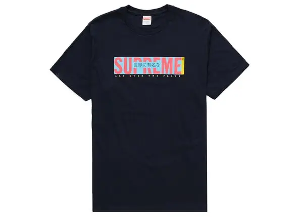 Supreme All Over Tee Shirt - Navy Blue