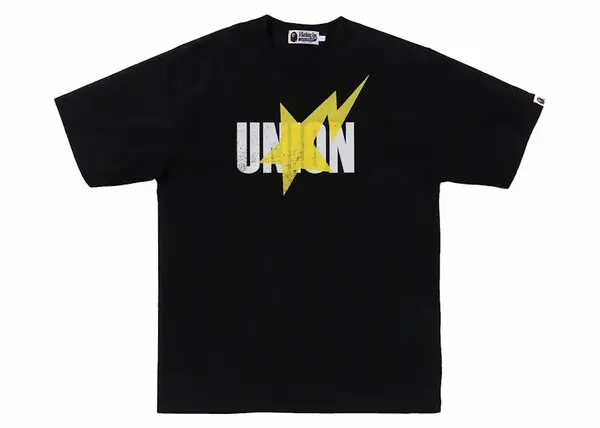 A BATHING APE X Union Pigment Dyed Sta Tee Shirt - Black