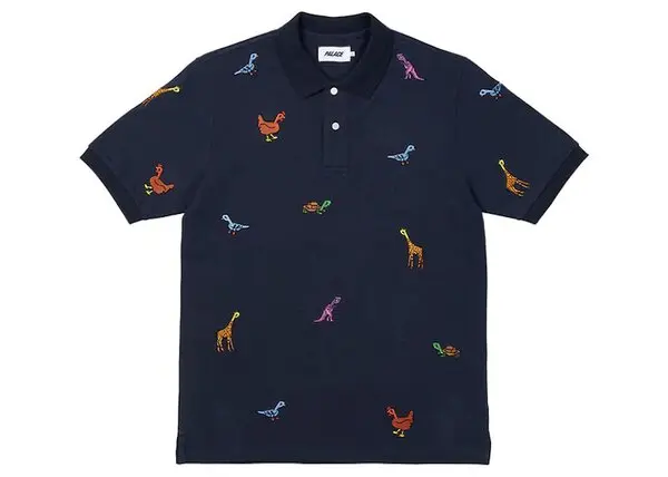 PALACE Animals Polo Shirt - Navy Blue