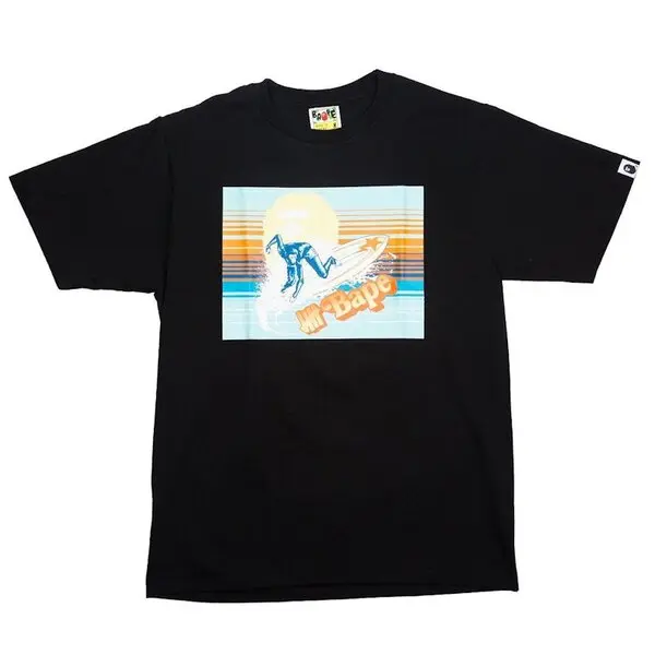 A BATHING APE X Undefeated Surfing Ape Tee Shirt - Black