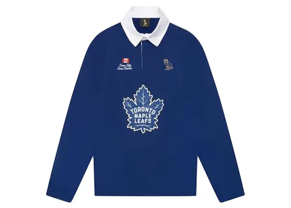 OVO X Toronto Maple Leafs Rugby Polo Shirt - Blue