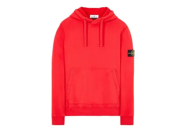 Stone Island Brushed Cotton Fleece Hooded Sweater 64120 - Red