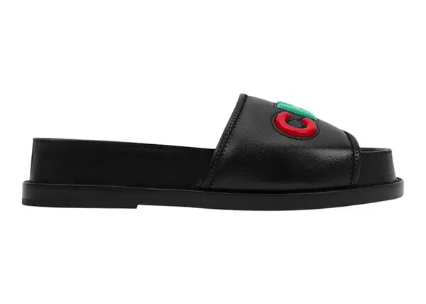 Chanel Leather Logo Mule Sandal - Black