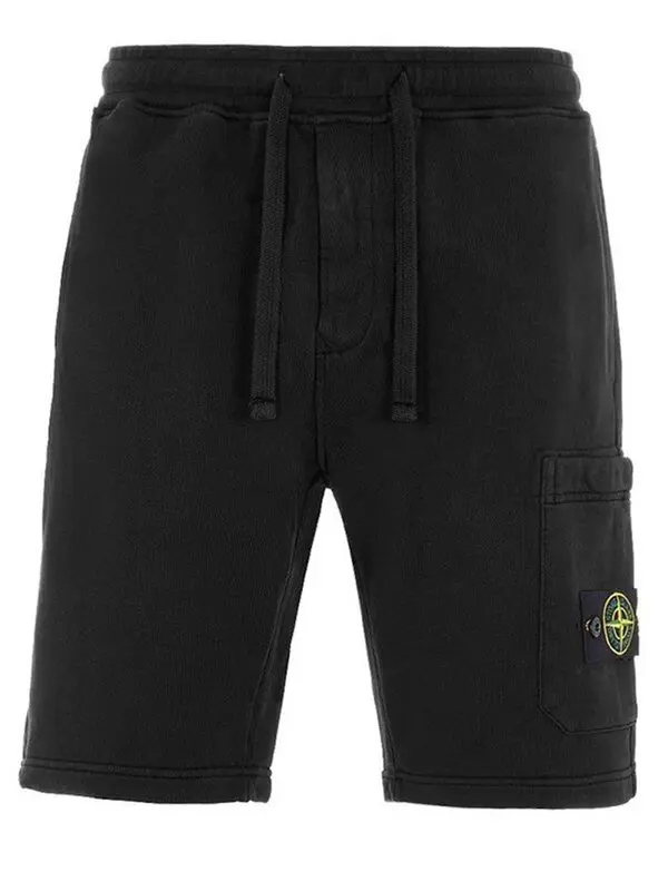 Stone Island 64651 Cotton Fleece Garment Dyed Shorts - Black