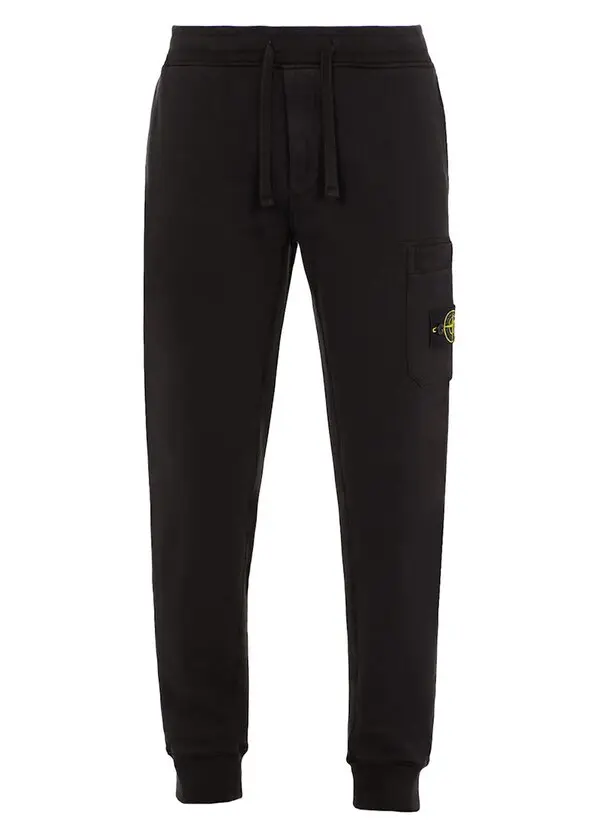 Stone Island 64520 Brushed Cotton Fleece Slim Fit Sweatpant - Black