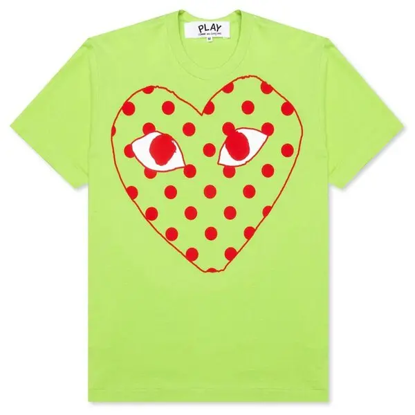 Play Comme Des Garcon Polka Dot Heart T-shirt - Green