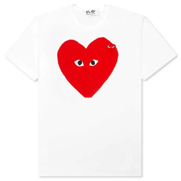 Play Comme Des Garcon Red Emblem Small Eyes T-shirt - White