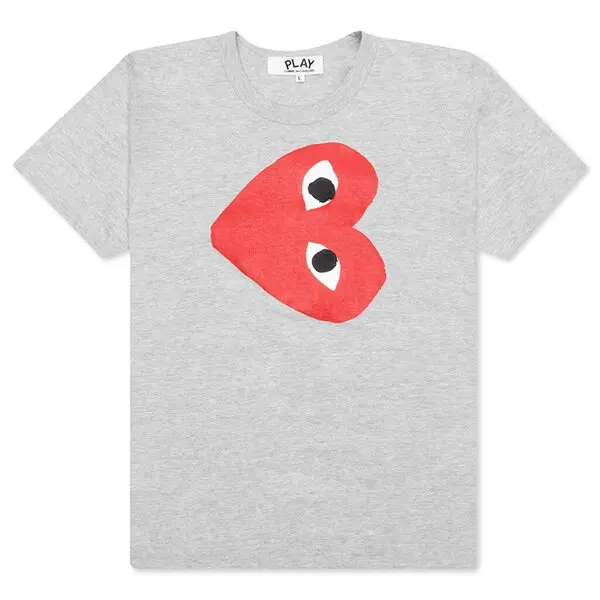 Play Comme Des Garcon Red Sideways Heart T-shirt - Grey