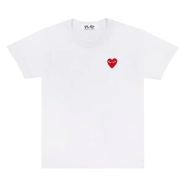 Play Comme Des Garcon Embroidered Red Heart T-shirt - White