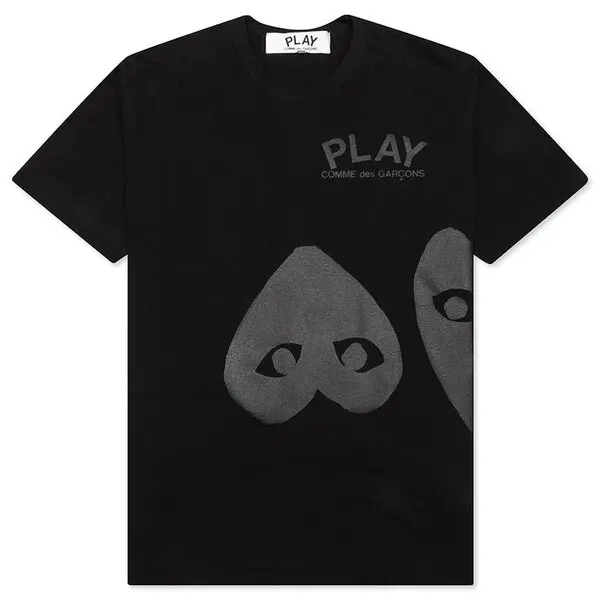 Play Comme Des Garcon Three Hearts T-shirt - Black