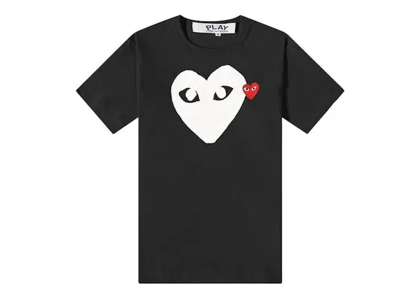 Play Comme Des Garcon Cdg Double Heart Logo Tee Shirt