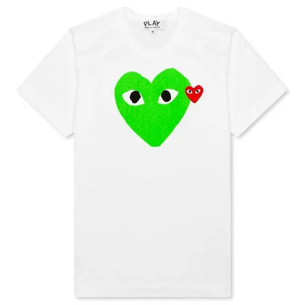 Play Comme Des Garcon Red Emblem Heart T-shirt - White/green