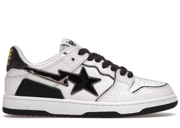 BAPE A Bathing Ape Sk8 Stain Sneakers - White/silver