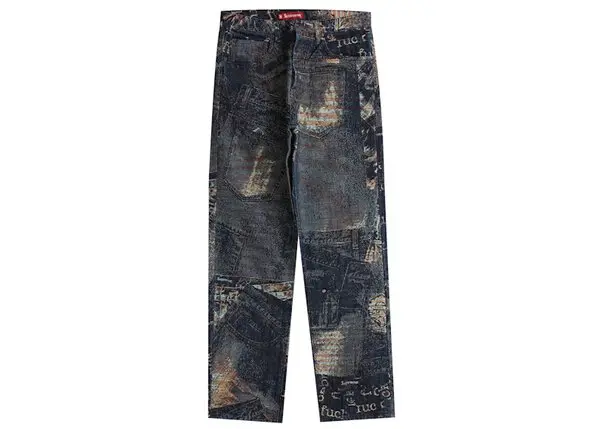 Supreme Archive Denim Jacquard Regular Jean - Blue