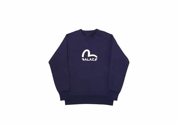 PALACE Evisu Reversible Crew - Navy Blue