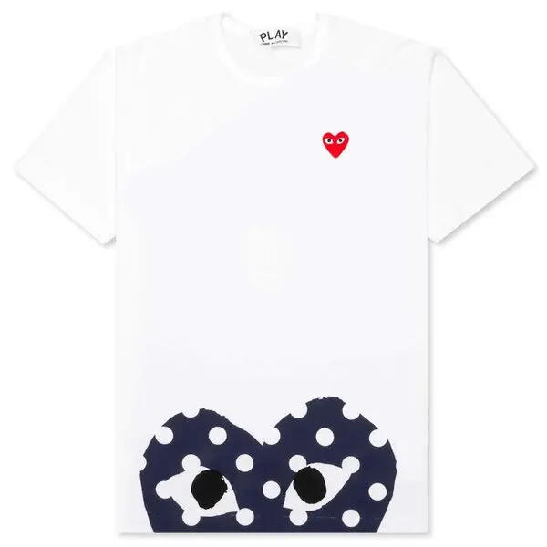 Play Comme Des Garcon Polka Dot Half Heart T-shirt - White