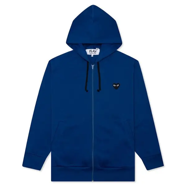 Play Comme Des Garcon Big Black Heart Zip Up Hoodie - Navy Blue
