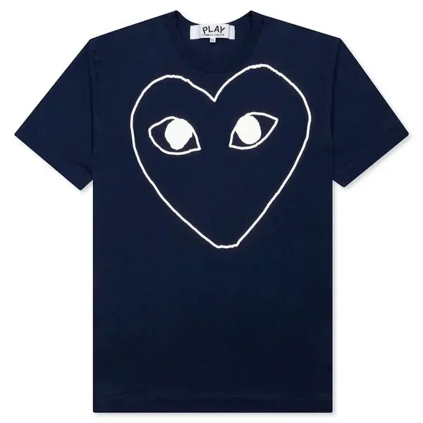 Play Comme Des Garcon Outline Heart T-shirt - Navy Blue