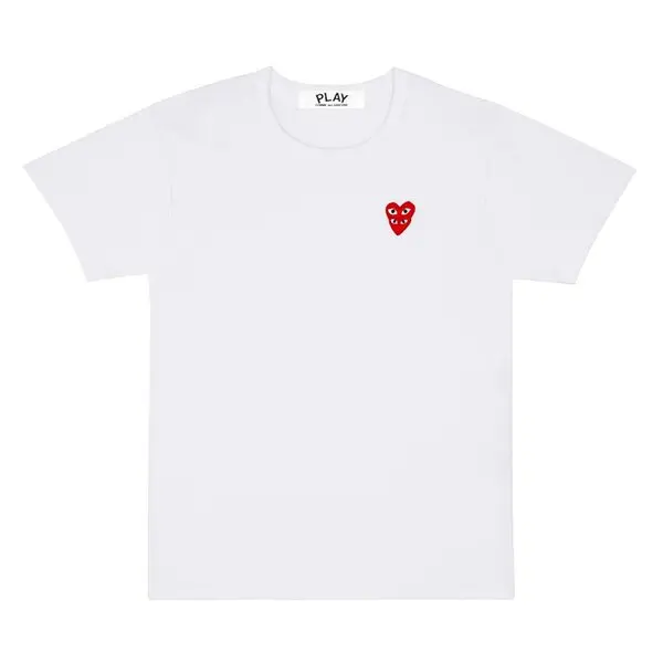 Play Comme Des Garcon Double Red Heart T-shirt - White
