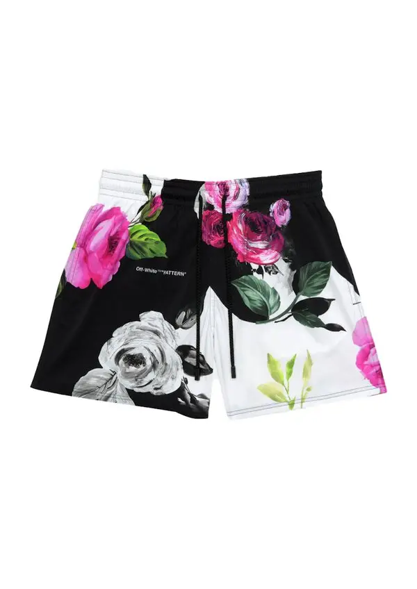 Off-White Floral Print Swim Shorts - Multicolor