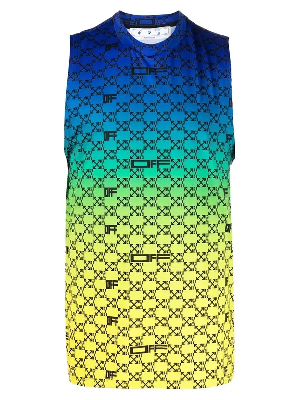 Off-White Iridescent Arrows Monogram Tank Top - Blue/yellow/black