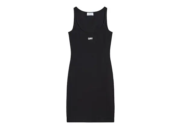 Off-White Logo-embroidered Ribbed Minidress - Black