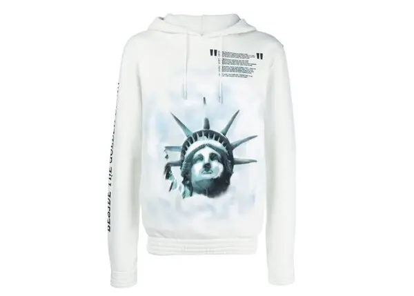 Off-White Off Liberty Print Cotton Hoodie - White
