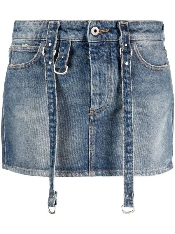 Off-White Logo Patch Denim Mini Skirt