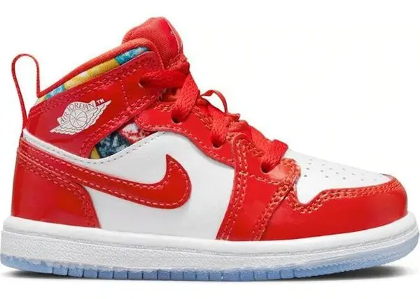 JORDAN 1 Mid Barcelona Sweater Sneakers - Chile Red/white/pollen