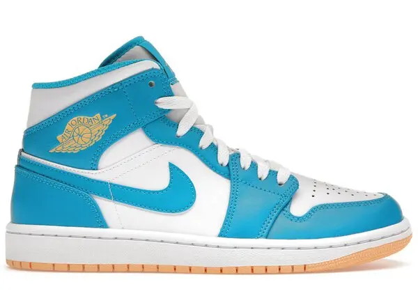 JORDAN 1 Mid Sneakers - Aquatone/celestial Gold/white