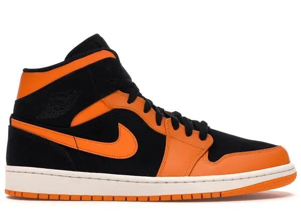 JORDAN 1 Mid Sneakers - Black/orange Peel/sail