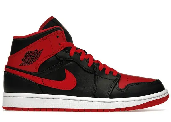 JORDAN 1 Mid Alternate Bred 2022 - Black/fire Red/white