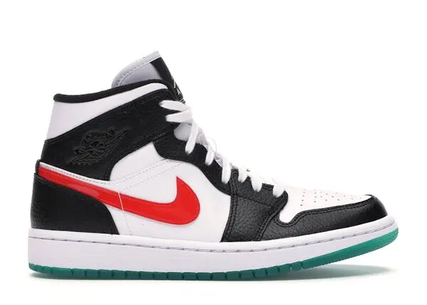 JORDAN 1 Mid Alternate Swooshes - Black/university Red/white