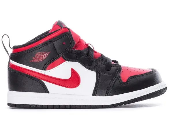 JORDAN 1 Mid Sneakers - Black/fire Red/white