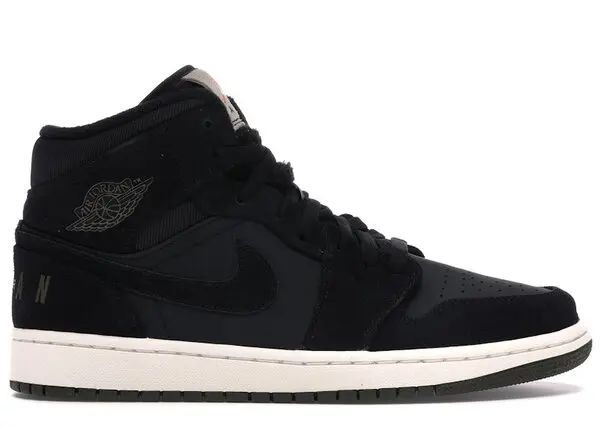 JORDAN 1 Mid Sneakers - Black/olive Canvas/sail