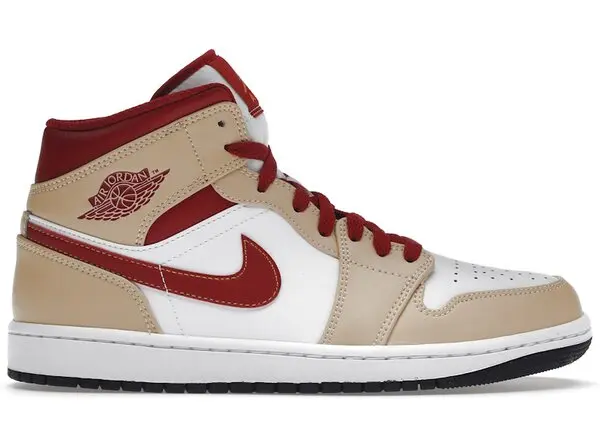 JORDAN 1 Mid Sneakers - White Onyx/cardinal Red