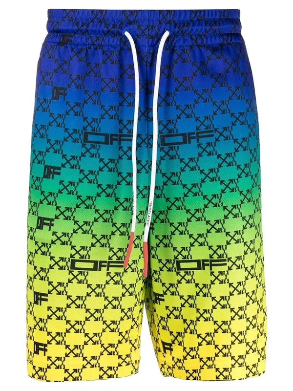 Off-White All Over Arrows Monogram Shorts - Blue/yellow/black