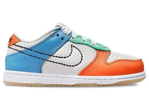 Nike Dunk Low Sneakers - White/safety Orange/green Glow