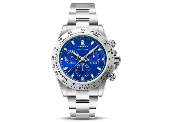 A BATHING APE Type 4 Bapex #2 Watch - Silver/blue