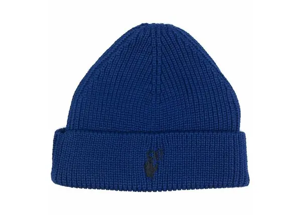 Off-White Hand Off Ribbed Knit Beanie - Blue/black
