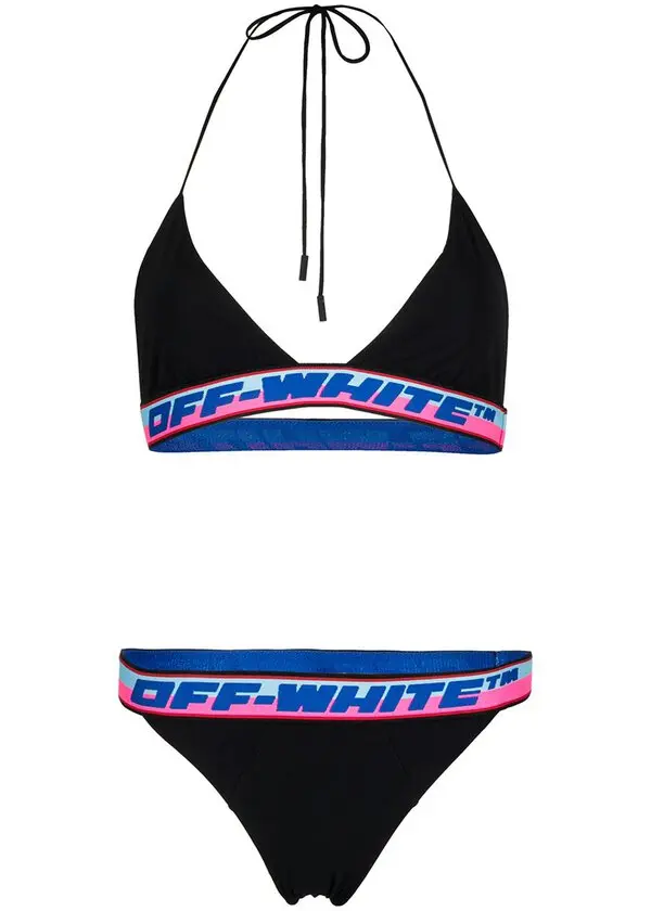 Off-White Logo Tape Bikini - Black Blue Pink