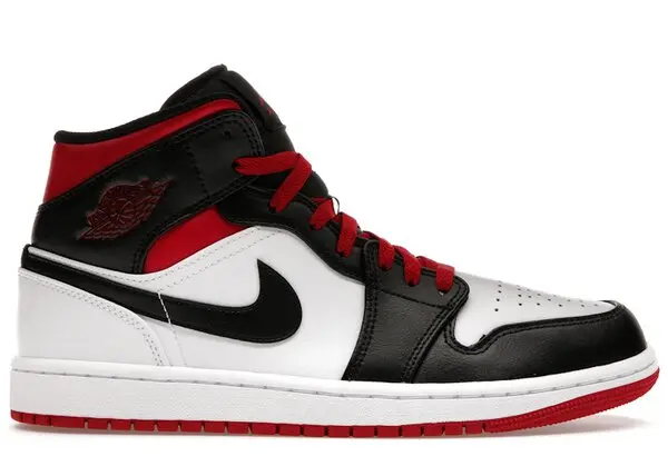 JORDAN 1 Mid Toe Sneakers - White/black/gym Red