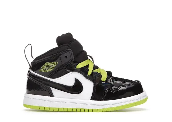 JORDAN 1 Mid High-top Sneakers - Black/cyber/white