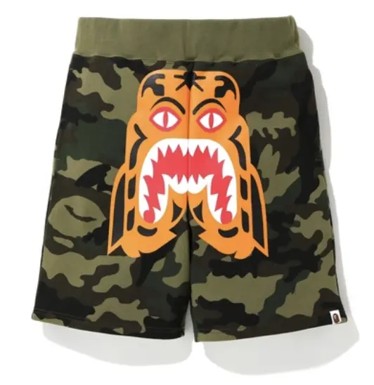 A BATHING APE Woodland Camo Tiger Sweat Shorts