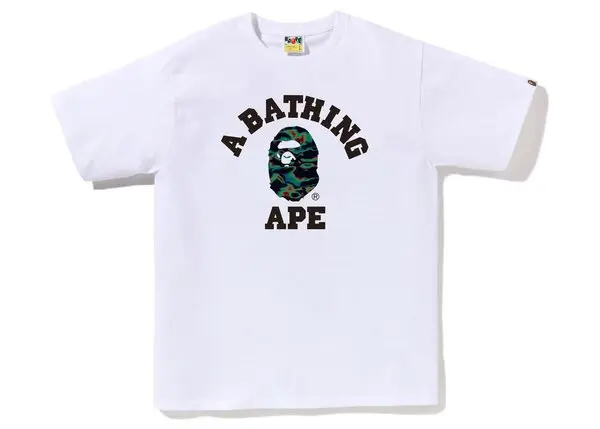 A BATHING APE Thermography College Tee Shirt - White