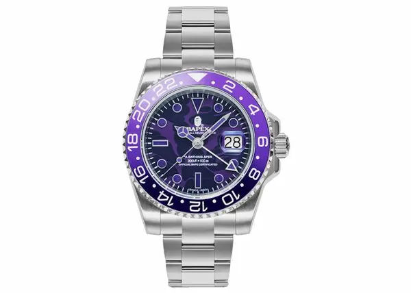 A BATHING APE Type 2 Bapex Camo Watch - Purple